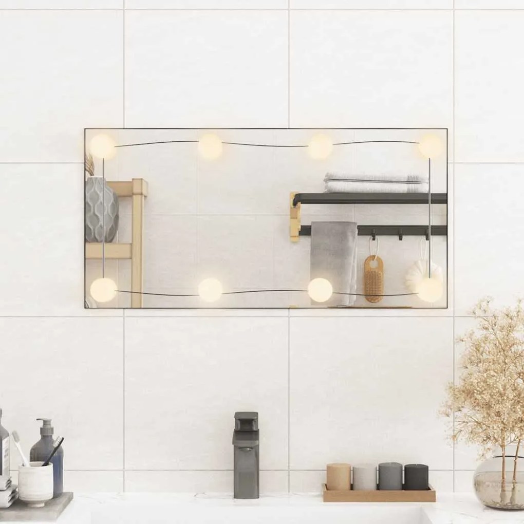 Nástěnné zrcadlo s LED osvětlením 30 x 60 cm sklo obdélníkové 3189149