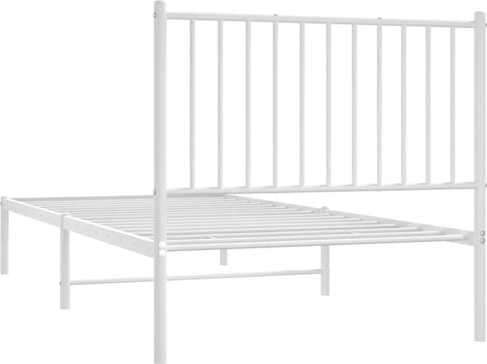 vidaXL Kovový rám postele s čelem 90 x 200 cm [350924] Barva: Bílá