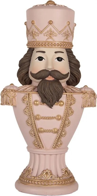 Růžová dekorace busta Louskáček Nutcracker - 16*10*30 cm
