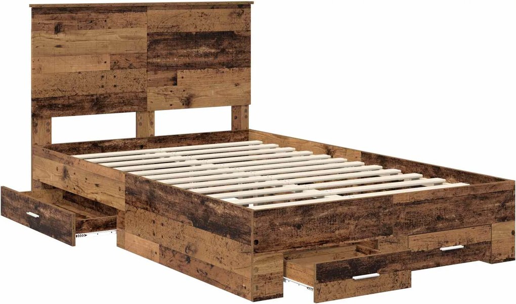 Rám postele s čelo Staré dřevo 120 x 190 cm Kompozitní dřevo 3411339