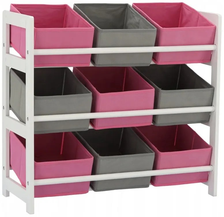 ShopJK DĚTSKÝ REGÁL S 9 BOXY, RŮŽOVÝ PHO3579