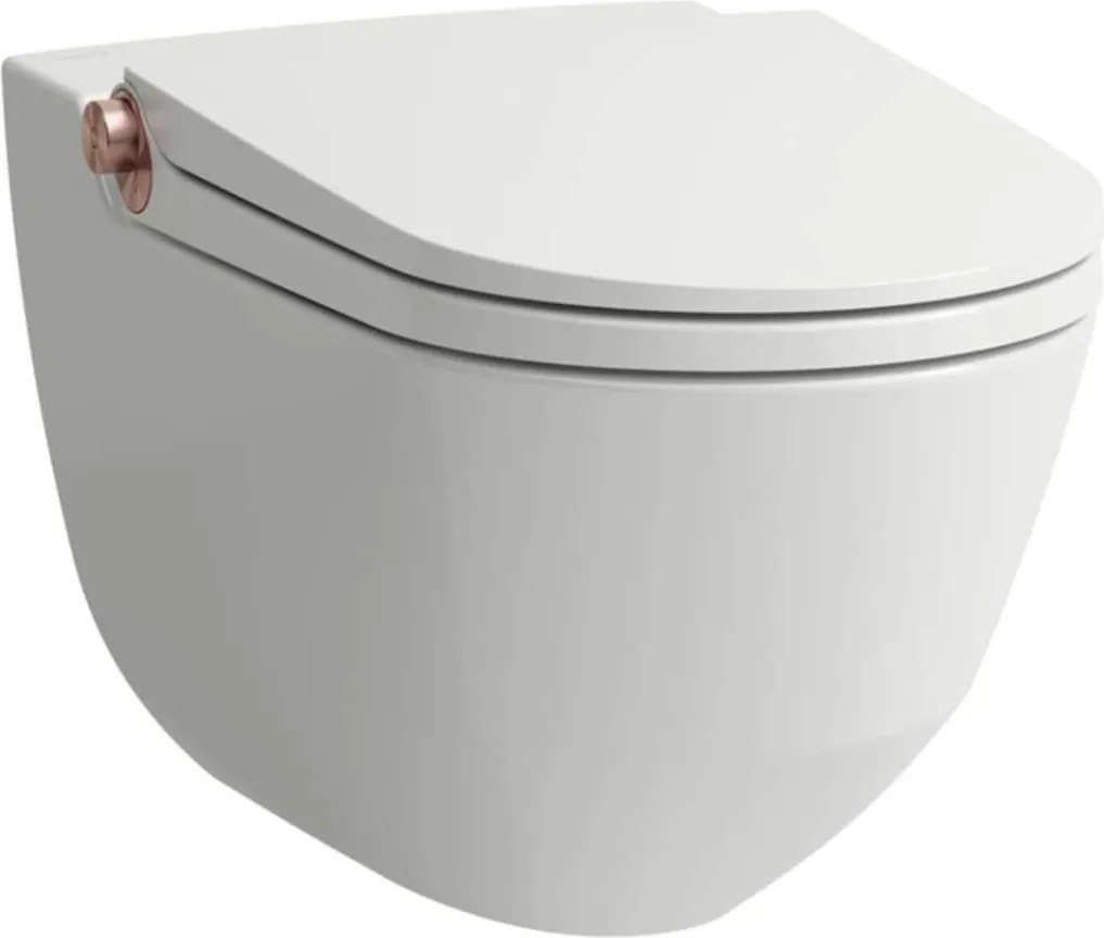 Laufen Cleanet Riva - Elektronický bidet s keramikou, závěsný, Rimless, SoftClose, LCC, bílá/leštěné růžové zlato H8206914030001