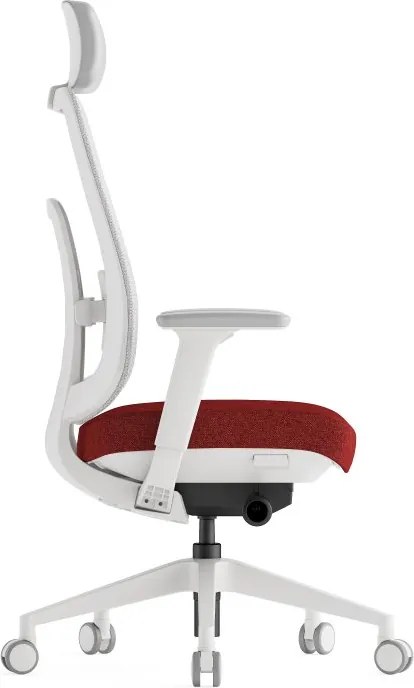 Office Pro Kancelářská ergonomická židle K42 WHITE SP – síťovaná/ čalouněná, červená