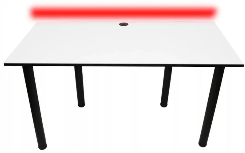 Počítačový herní stůl CODE BIG B2 s LED, 160x73-76x80, bílá/černé nohy + USB HUB