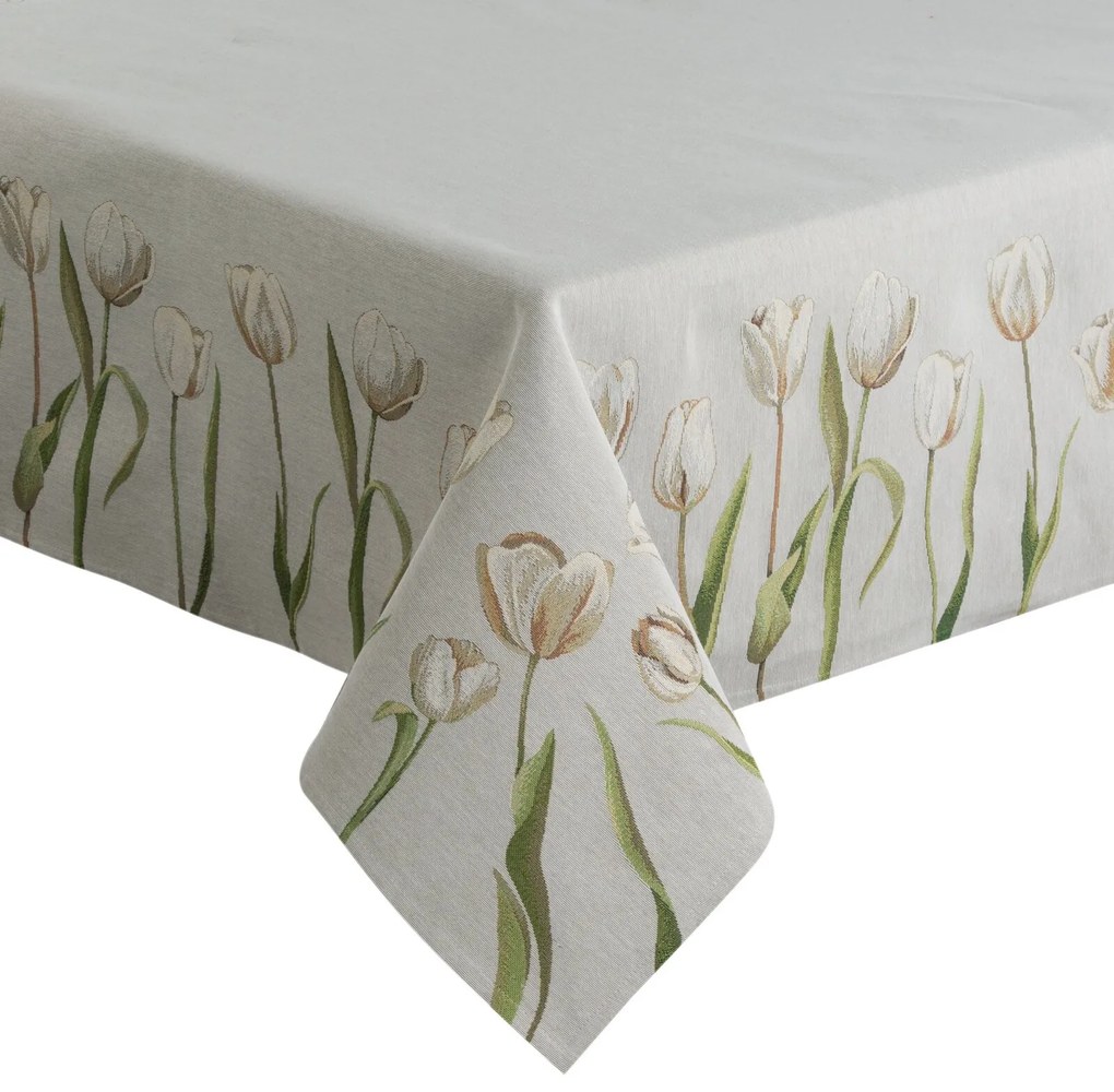 GOBELÍNOVÝ UBRUS NATUR 140X180 CM KVĚTY