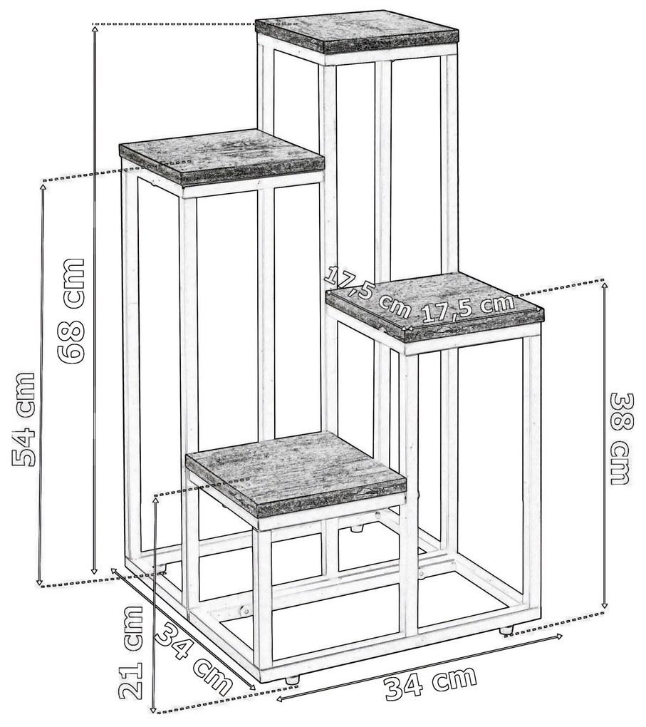 Květinový stojan Mogren bílý/dub craft