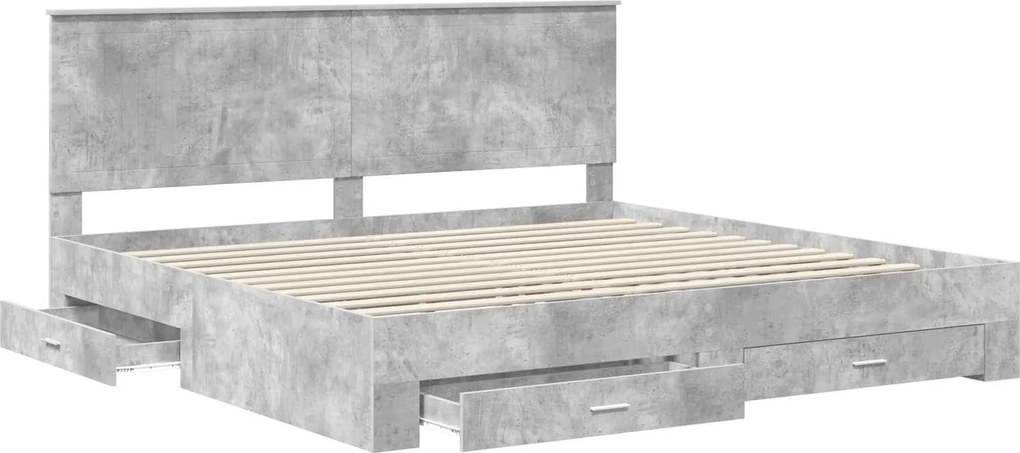 Rám postele s čelo Betonově šedá 200 x 200 cm Kompozitní dřevo 3411267