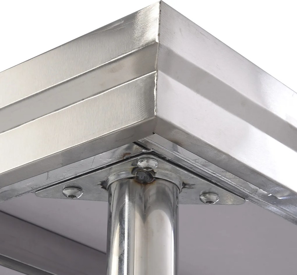 Costway Nerezový kuchyňský stůl gastro – 122 × 61 × 90 cm, stříbro
