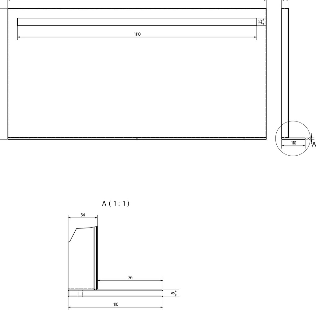 Sapho Sapho, BRETO LED podsvícené zrcadlo, skleněná police, 1200x608mm, BT120