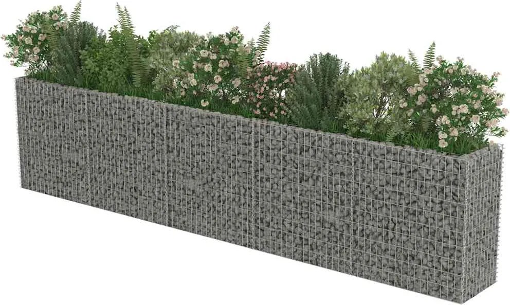 Gabionový vyvýšený záhon pozinkovaná ocel 450 x 50 x 100 cm 143564