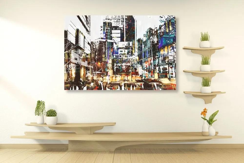 Obraz abstraktní panoráma města - 60x40 cm