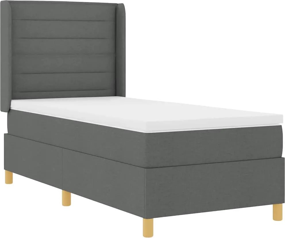 Postel s boxspringem s matrací Tmavě šedá 100 x 200 cm textil 3341757