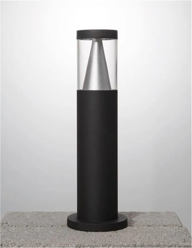 NV 9905025 Venkovní sloupkové svítidlo ROCK černý hliník stříbrný hliník a čirý akryl LED 8W 3000K 220-240V 120st. IP65 - NOVA LUCE
