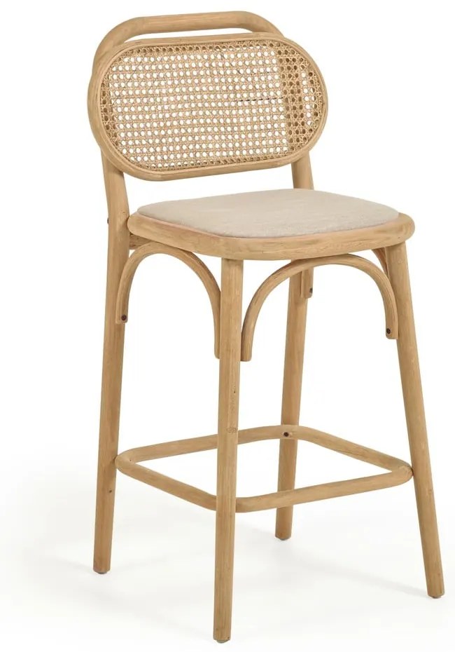 Barová židle z dubového dřeva v přírodní barvě (výška sedáku 65 cm) Doriane – Kave Home