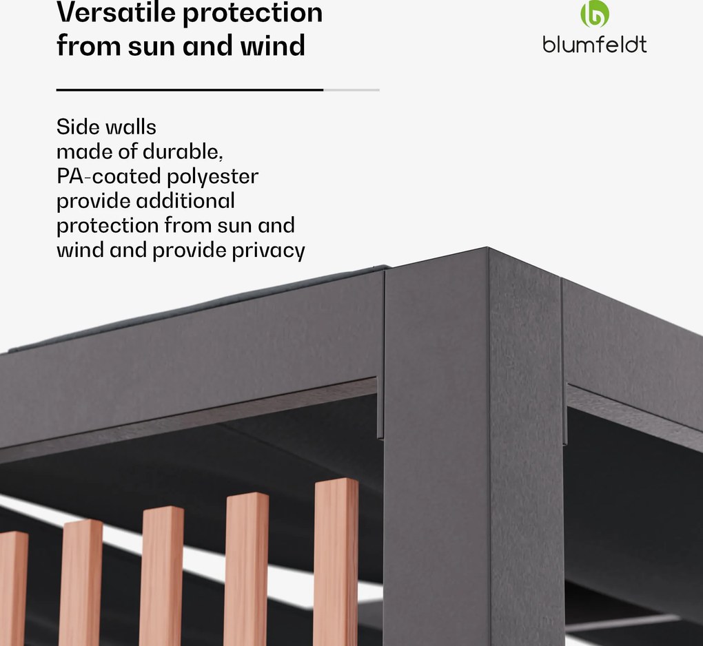Blumfeldt Shade Cove Vert, pergola, 3 x 3 m, boční stěny, práškově lakovaná barva, odolná vůči povětrnostním vlivům