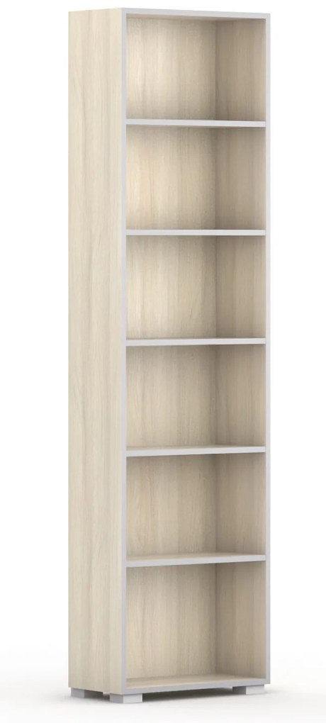 Knihovna SILVER LINE, 1 sloupec, 2230 x 600 x 400 mm, dub přírodní