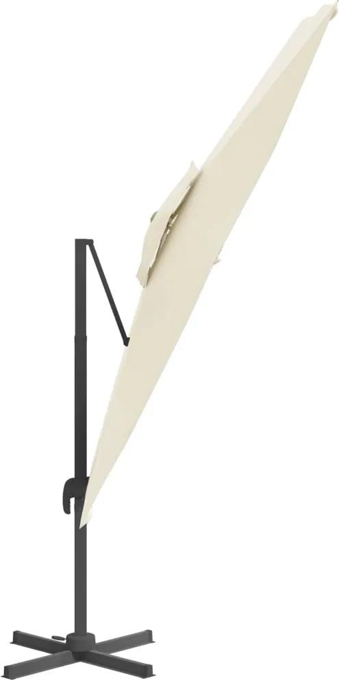vidaXL Konzolový slunečník s dvojitou stříškou pískově bílý 300x300 cm [319943]