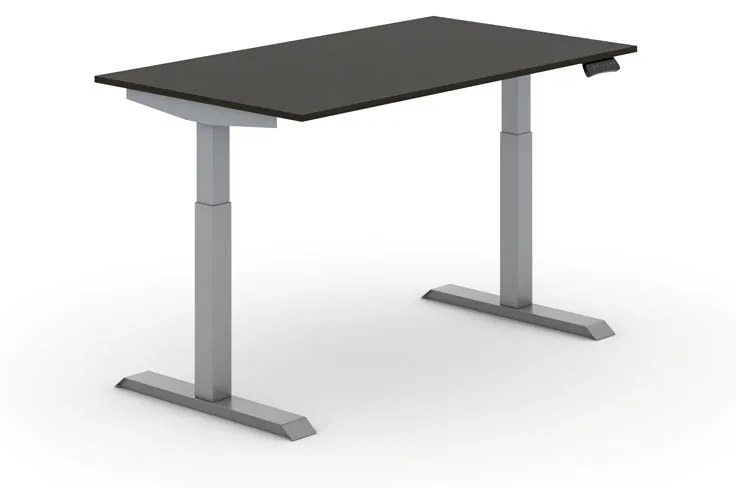 B2B Partner Výškově nastavitelný stůl PRIMO ADAPT, elektrický, 1400x800x735-1235 mm, wenge, šedá podnož