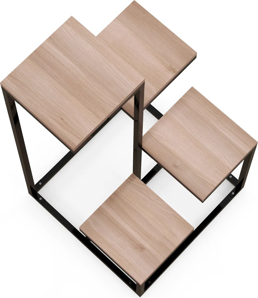 Outsunny Kovový a Dřevěný Stojan na Rostliny s Květinami 4 Úrovně Průmyslový Styl 40L x 40Š x 75,5V cm
