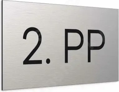 ACCEPT Označení podlaží "2. PP" - stříbrná tabulka - černý popis