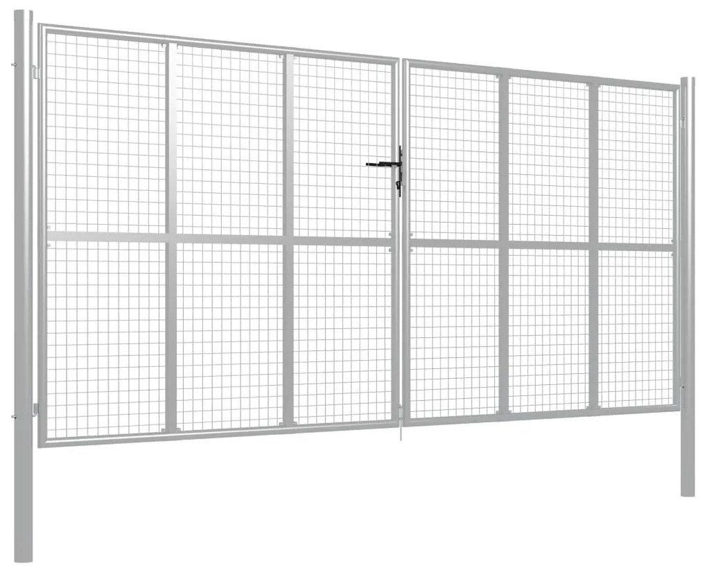 vidaXL Marketos Zahradní brána pozinkovaná ocel 400 x 200 cm stříbrná