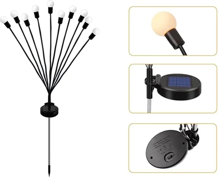 Verk Group Solární zahradní svítidla kuličky 2 kusy po 10 led svítidlech délka 70 cm