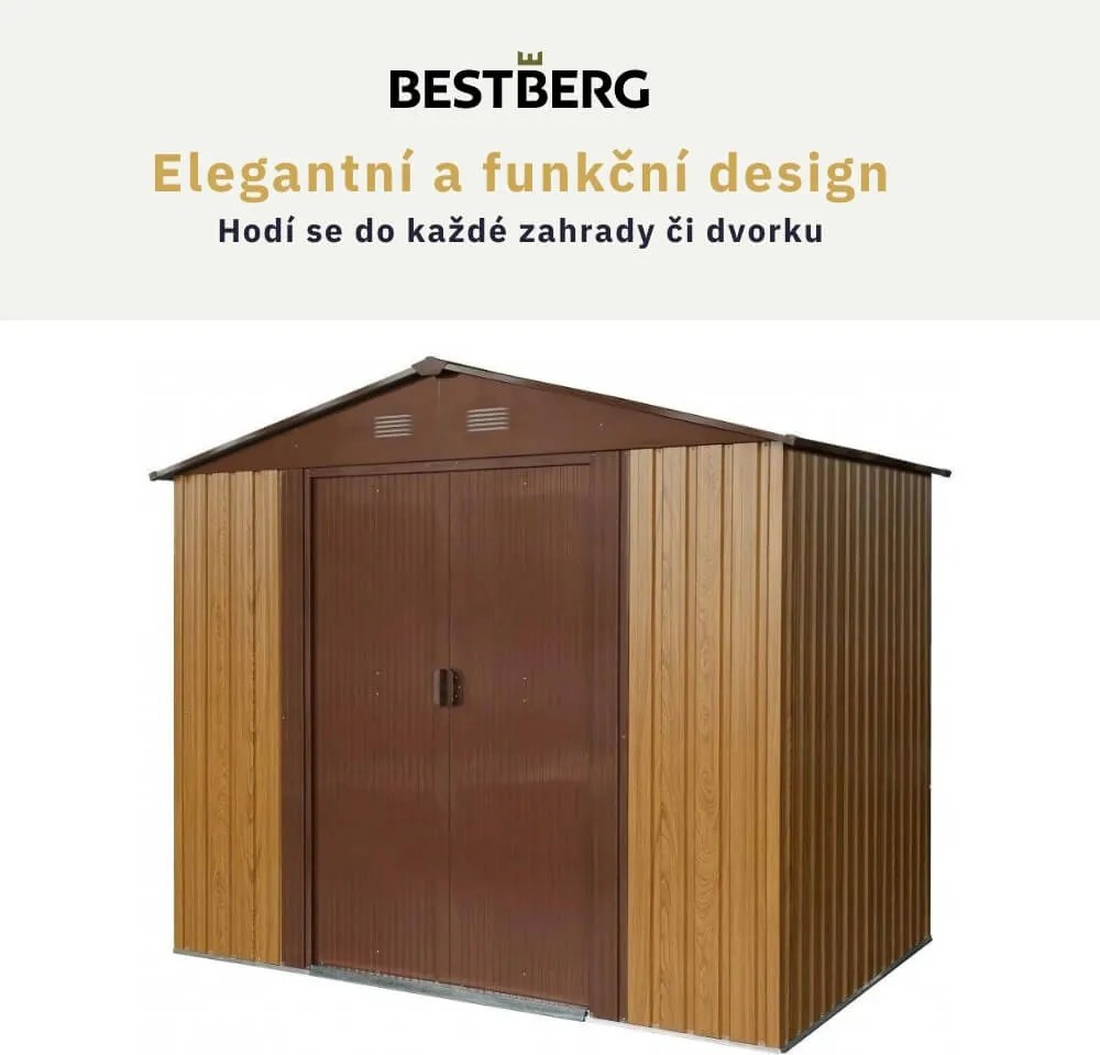 Zahradní domek BestBerg ZDB-4D / 4,1 m² / 236 x 174 x 206 cm / dekor dřevo/hnědá