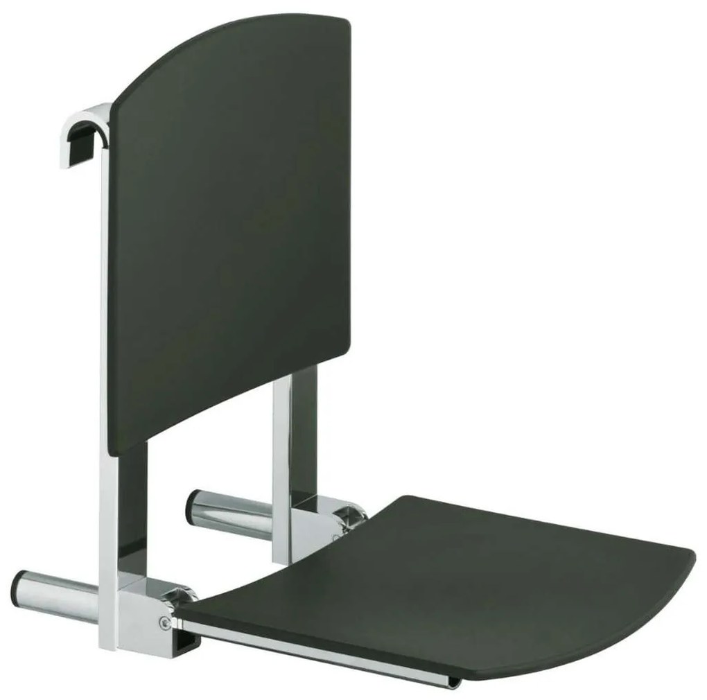Keuco Plan Care - Sprchové sedátko 31x36 cm, závěsné, s opěrkou, černá/chrom 34981010037