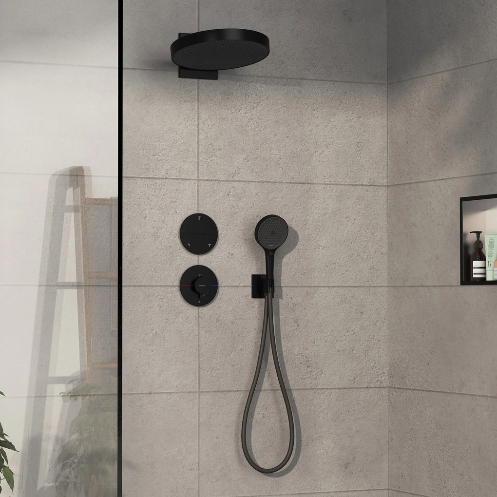 Hansgrohe ShowerSelect Comfort S, termostat pod omítku pro 1 spotřebič a další výtok, černá matná, HAN-15562670