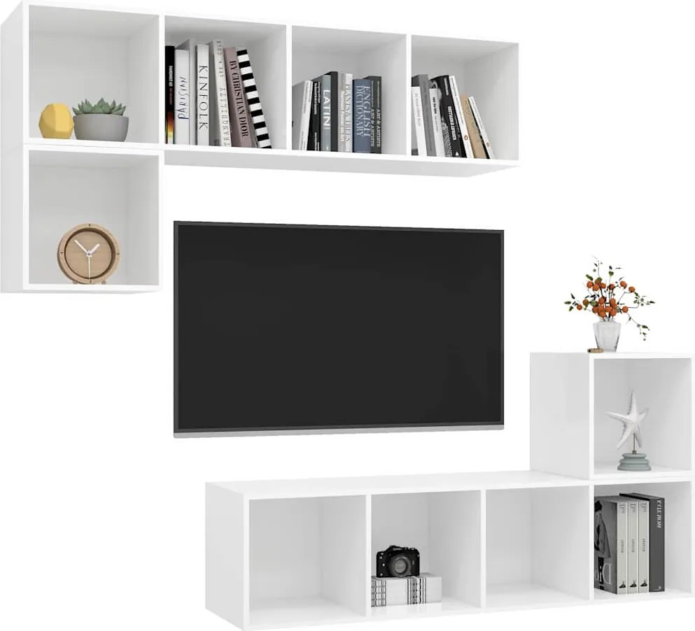 4dílná sada TV skříněk bílá dřevotříska 3079808