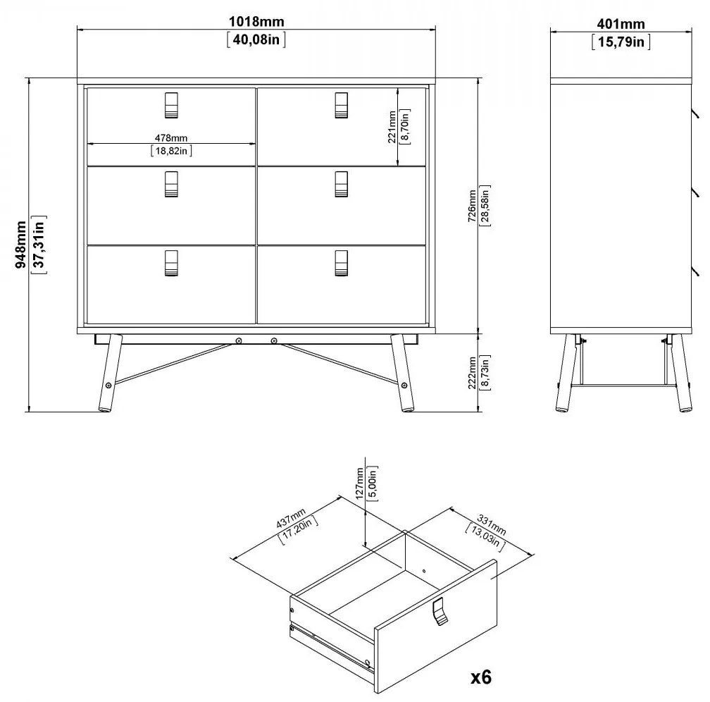 Tvilum Komoda Rain 6s malá jackson hickory