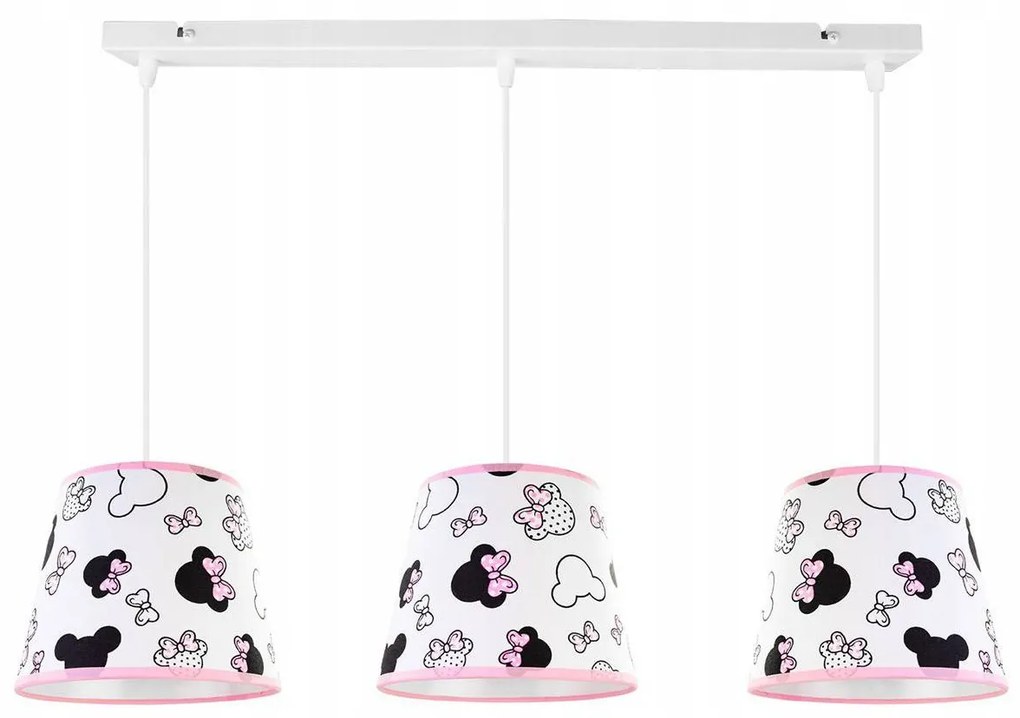 Dětské závěsné svítidlo Minnie, 3x textilní stínítko se vzorem, s