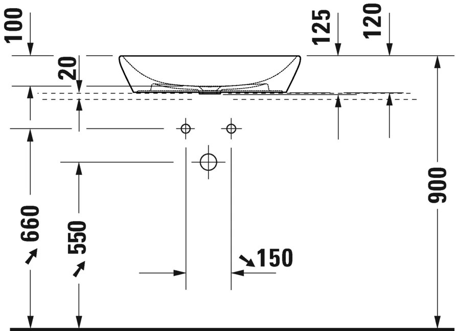 Duravit D-Neo - Umyvadlová mísa 600x400mm, bez přepadu, bez otvoru pro baterii, bílá 2372600070