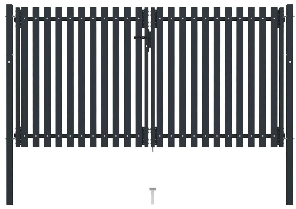 Dvoukřídlé plotové brány s ocelovými dveřmi 300 x 175 cm antracitové 146354