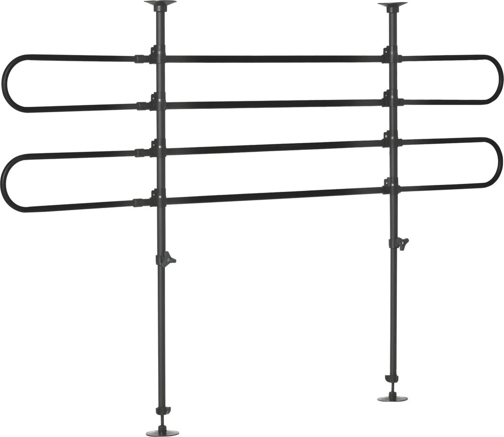 PawHut Nastavitelná Oddělovací Mřížka pro Psy Šířka a Výška 87-135 x 60-105 cm Univerzální Ocelová Ochranná Mříž pro Zavazadlový Prostor Černá | Aosom