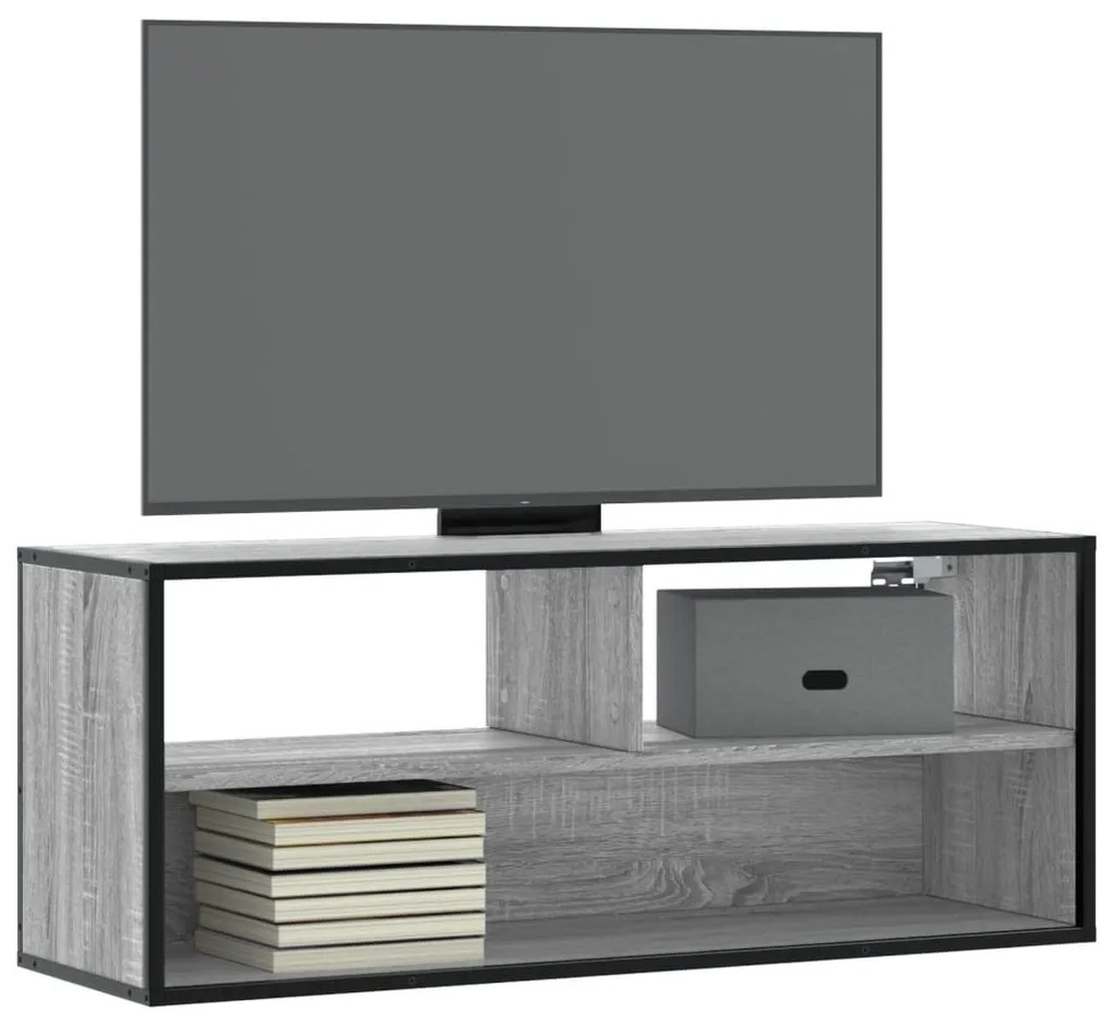 TV skříňka šedá sonoma 100x31x39,5 cm kompozitní dřevo a kov