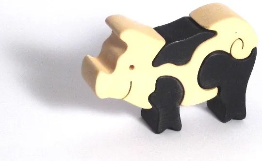 Fauna Dřevěné vkládací puzzle z masivu malé prasátko
