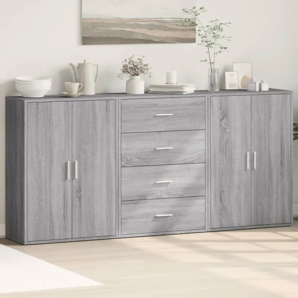 Příborníky 3 ks šedé sonoma 60 x 31 x 84 cm kompozitní dřevo 3276579