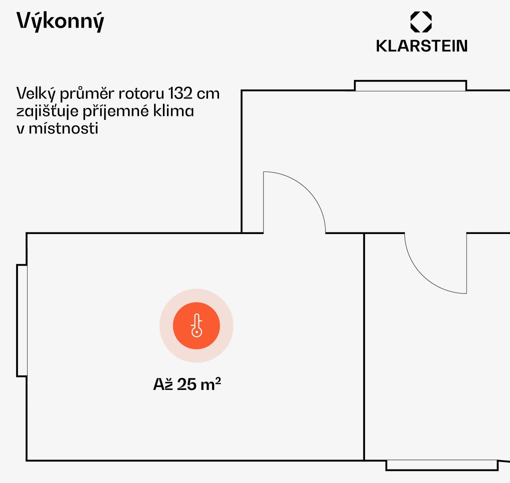 Klarstein Fiji Flow 2 v 1 Smart, stropní ventilátor, Ø 132 cm, LED světlo, dálkové ovládání, ovládání přes aplikaci, dvousměrný provoz