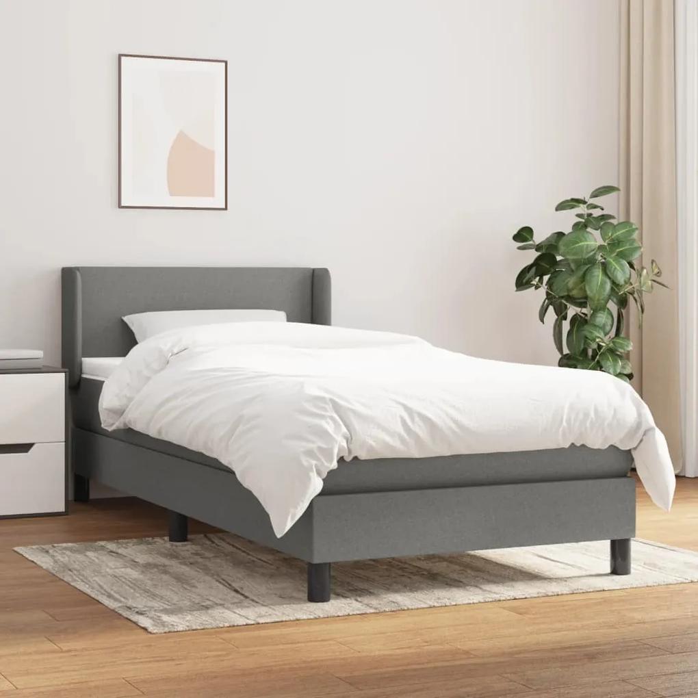 vidaXL Box spring postel s matrací 100 x 200 cm textil [3129530] Barva: Tmavě šedá