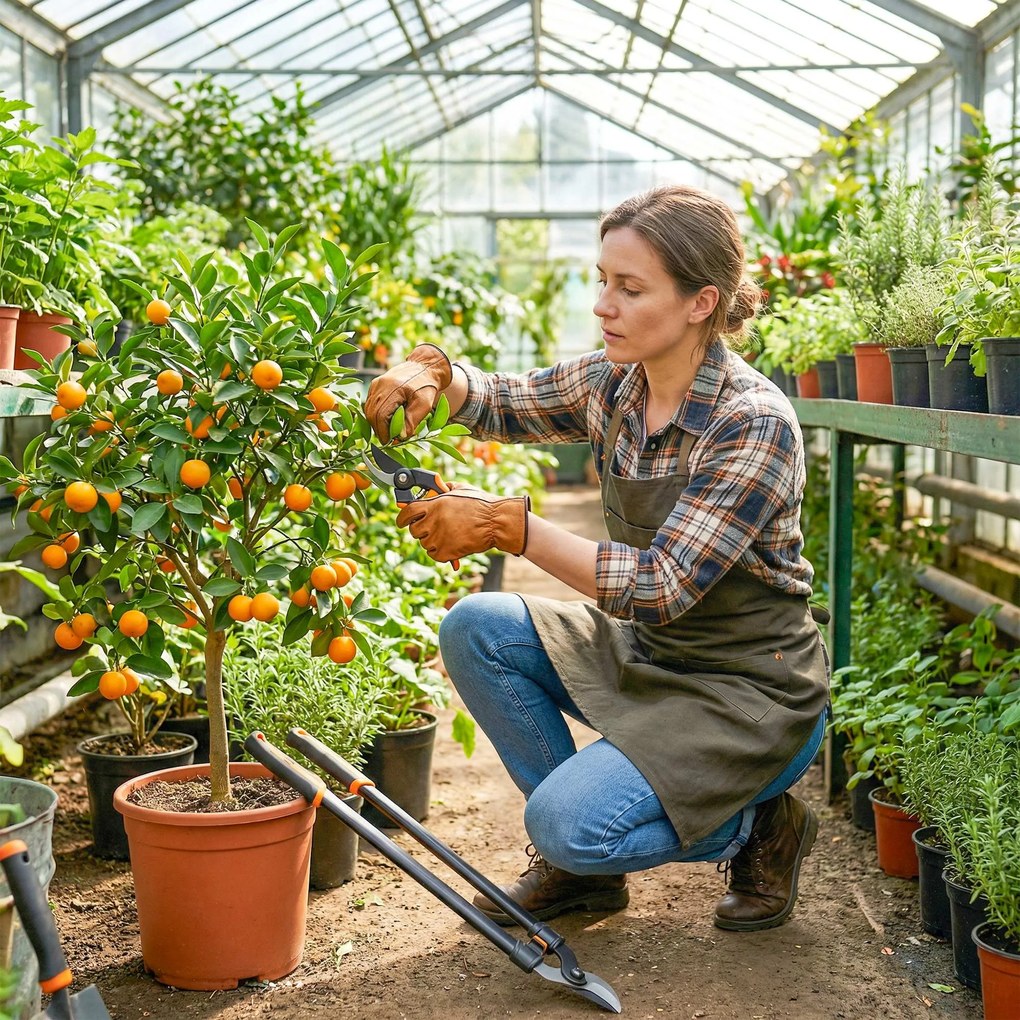 Outsunny 2dílná sada zahradního nářadí — štípací nůžky 69,6 cm a zahradní nůžky, měkké rukojeti, pojistka, oranžová