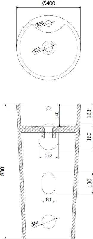 Mexen Rena, volně stojící umyvadlo 40x40x85 cm, bílá, 26014000