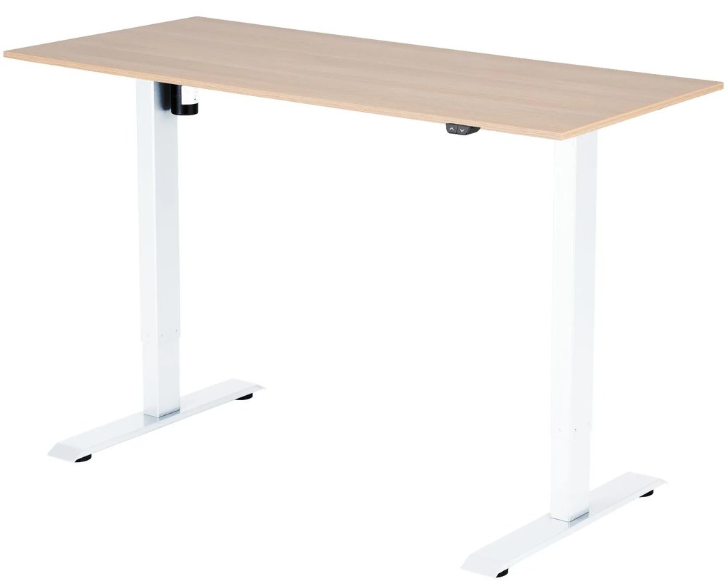 Výškově nastavitelný stůl Liftor 2segmentové nohy bílé,   deska 1380 x 650 x 18 mm dub sorano