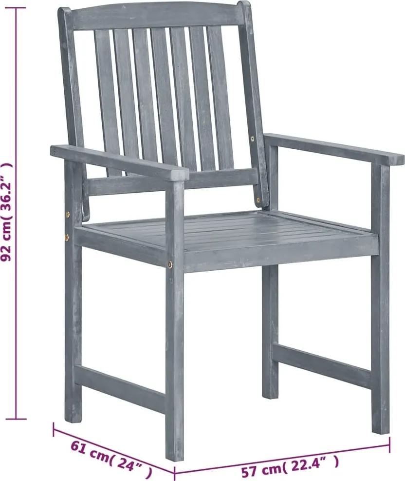 vidaXL Zahradní židle 8 ks masivní akáciové dřevo [3078206] Barva: Šedá