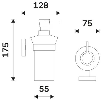 Nástěnný dávkovač tekutého mýdla keramický, držák chrom NIMCO UNIX UN 13031KU-T-26