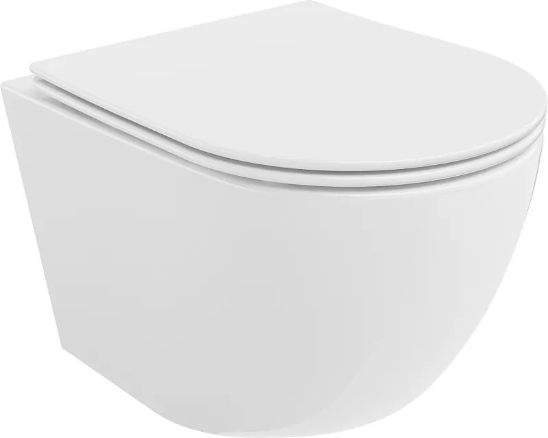 Mexen LENA Rimless, závěsná WC mísa se sedátkem pomalu-padajícím SLIM, 48 x 36 cm, bílá, 30220400