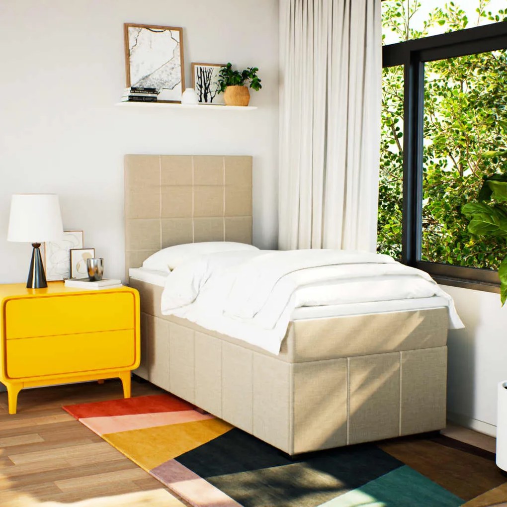 Box spring postel s matrací krémová 80 x 200 cm textil 3293800