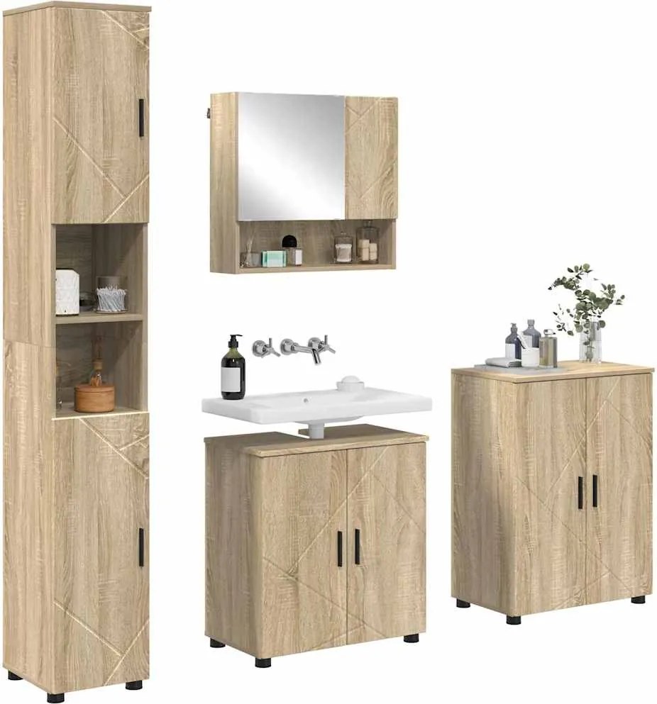 Sada koupelnového nábytku 4 ks Sonoma dub 61 x 35 x 64 cm 3393005