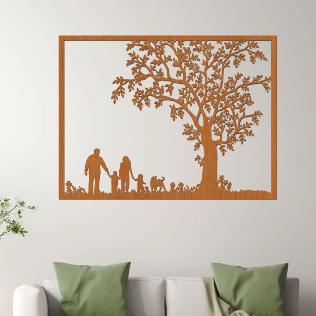 dřevo života Dřevěný strom na zeď RODINA Zvolte rozměr (cm): 80x64, Zvolte barvu dekoru: Wenge