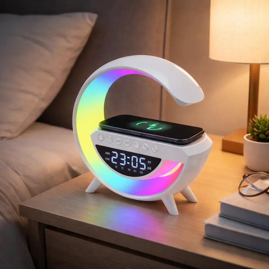 Zaparkorun LED Bluetooth reproduktor s lampičkou a bezdrátovou nabíječkou - BT-3401